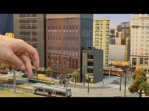 N Scale City Edge Micro Model Railroad Layout Depicting Trams, Trolleys, Streetcars and Light Rail