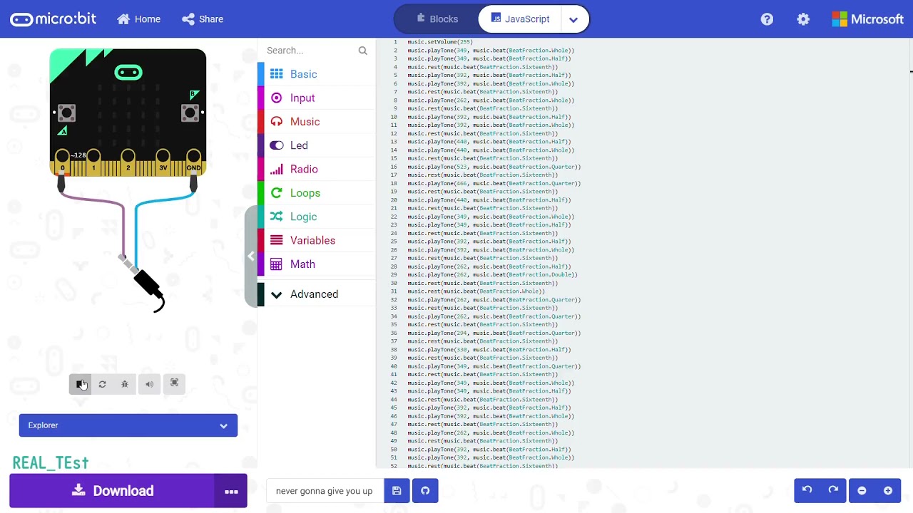 Never gonna give you up microbit - YouTube