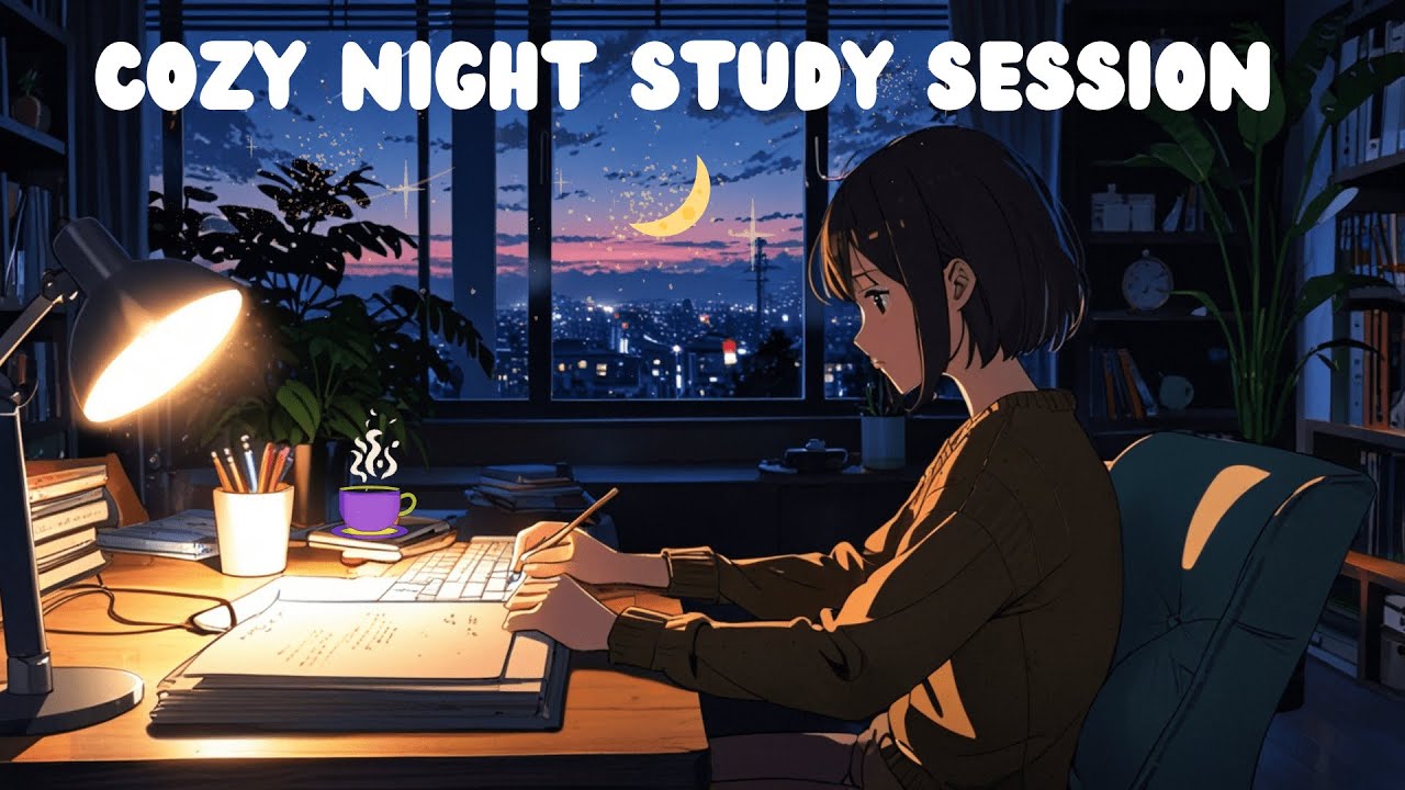 Cozy Night Study Session | Lofi Beats with a Serene Window View 🌙 - YouTube