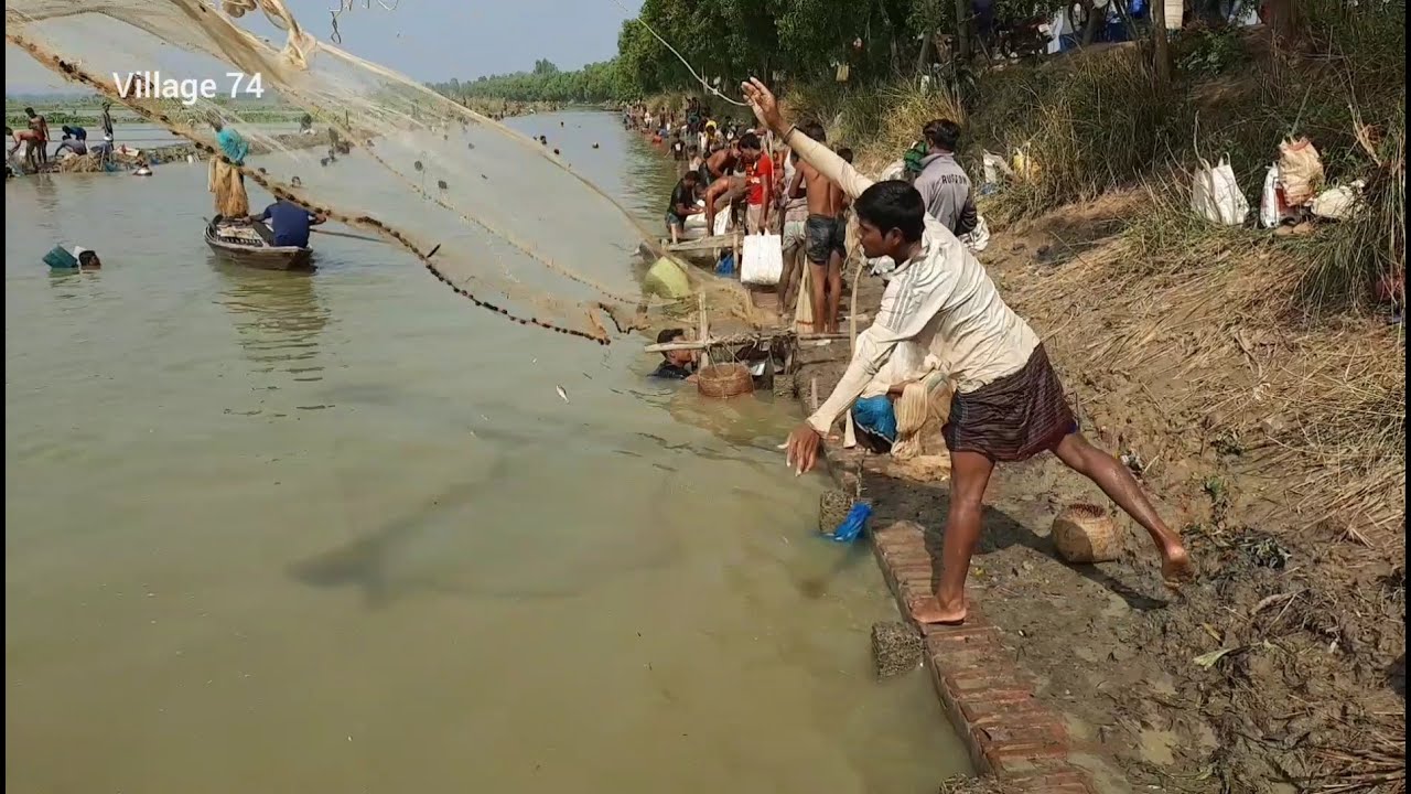 Best Net Fishing - Traditional Cast Net Fishing in Village River ...