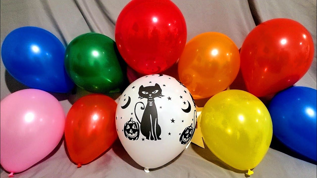 FUN HALLOWEEN CAT BALLOON POPS!!! - YouTube