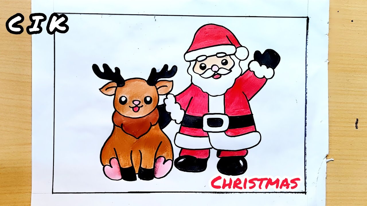 Santa Claus drawing | Christmas drawing idea | Santa Claus with ...