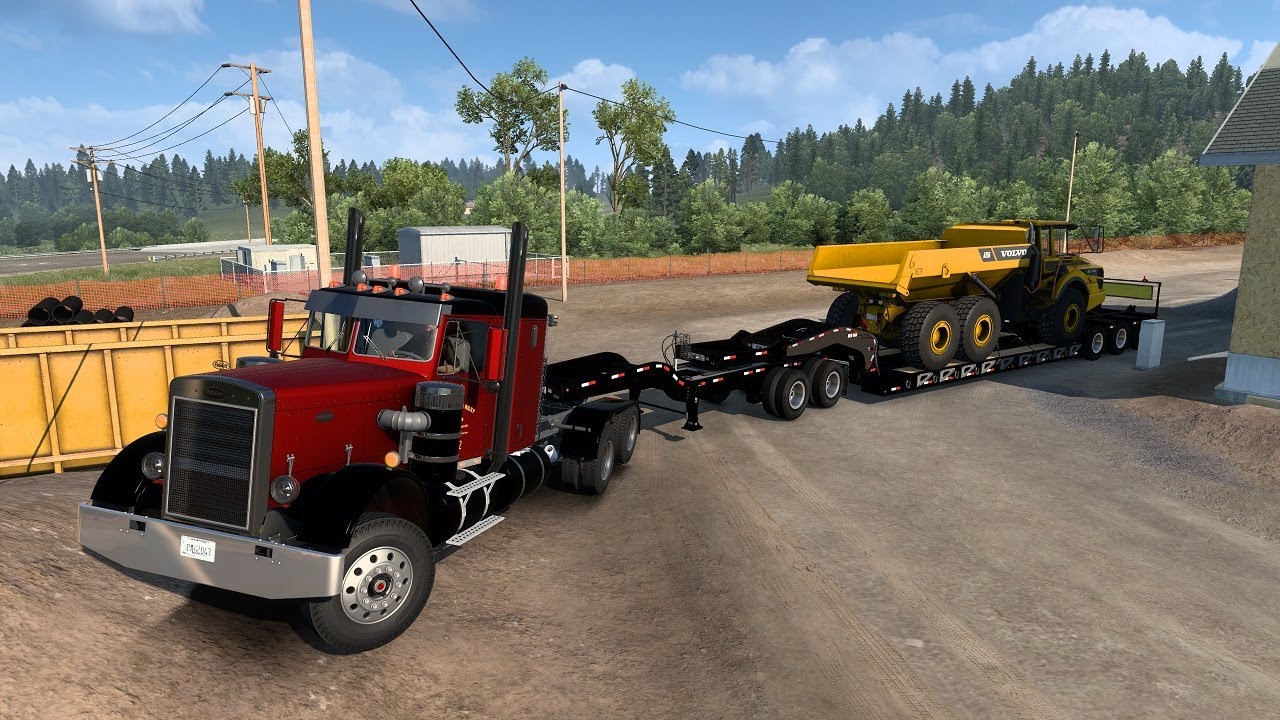 ATS MTG Peterbilt 351 Hard Parking a Double Lowboy in a Tight Spot ...
