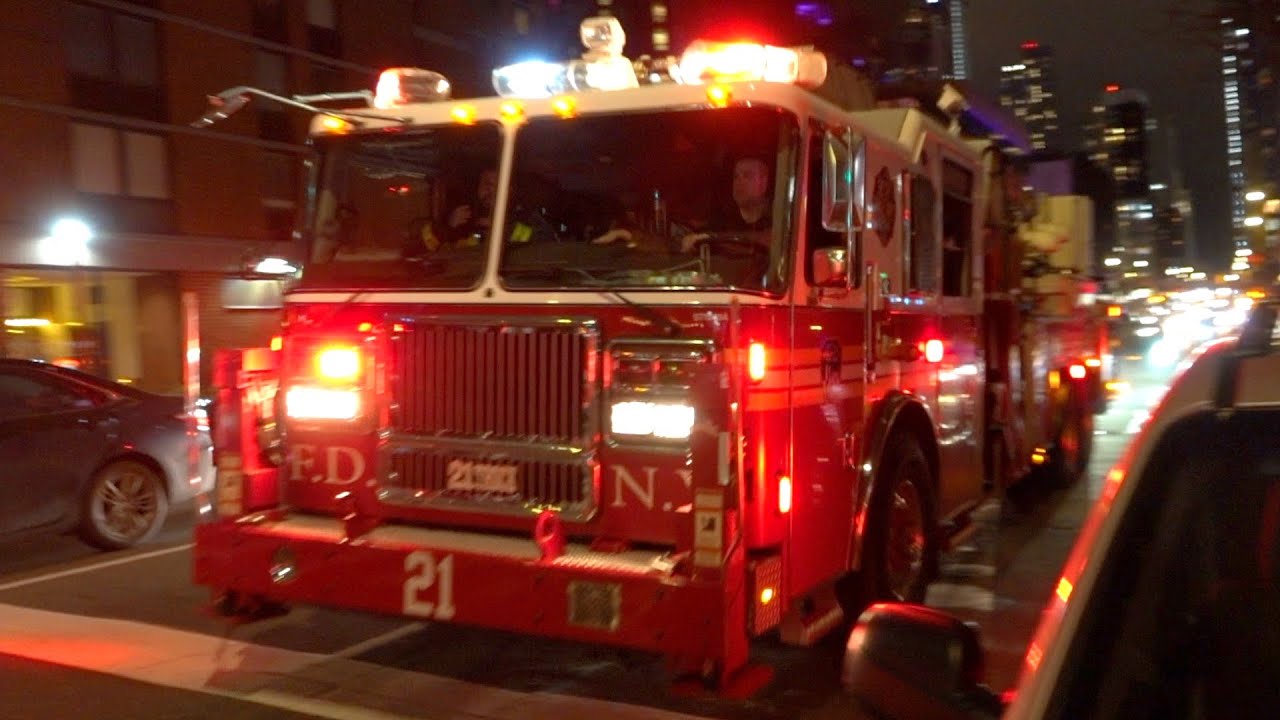 FDNY Tower Ladder 21 Responding - YouTube
