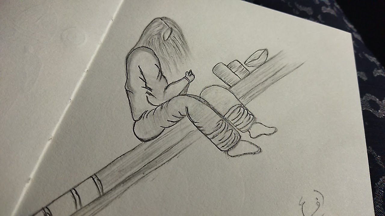 How to Draw A Women Selling Goods for Living - step by step Easy ...