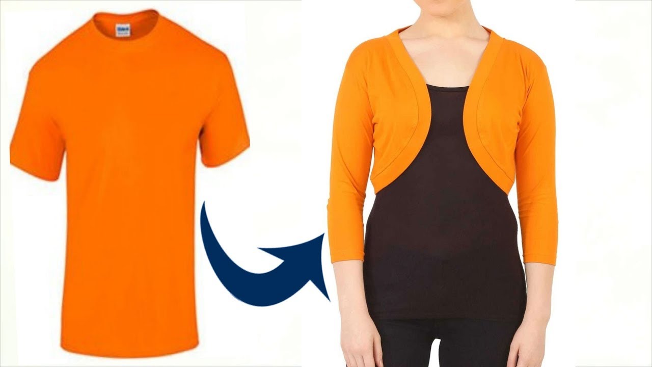 DIY: Convert/ Recycle/ Reuse Old T-shirt into Smart Jacket In 5 Minutes ...