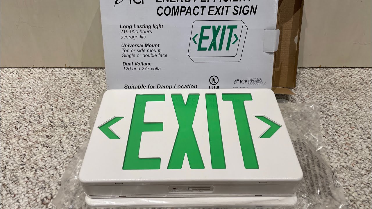 Overview/Demonstration of the TCP Green LED Exit Sign - YouTube