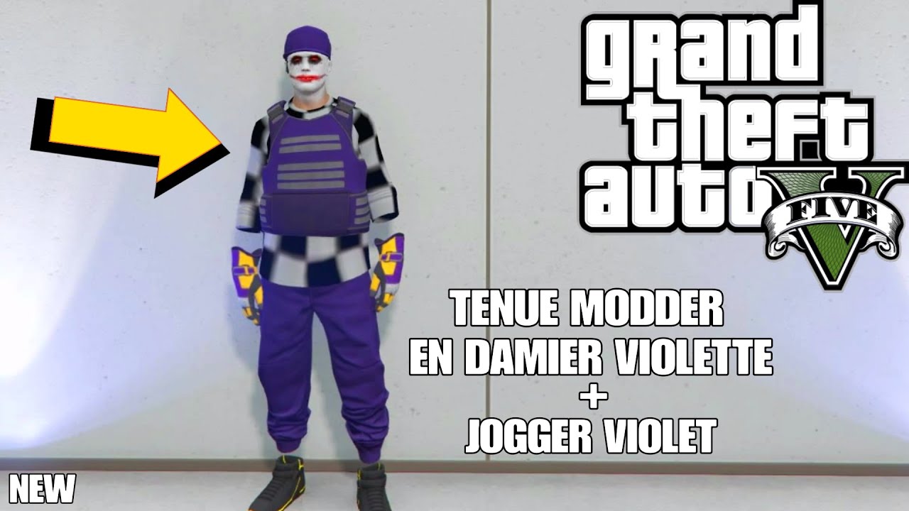 AVOIR UNE TENUE MODDER EN DAMIER VIOLETTE + JOGGER VIOLET SUR GTA 5 ...