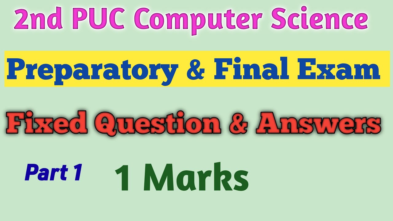 2nd PU Computer Science 1 Marks Imp Question & Answers# ...