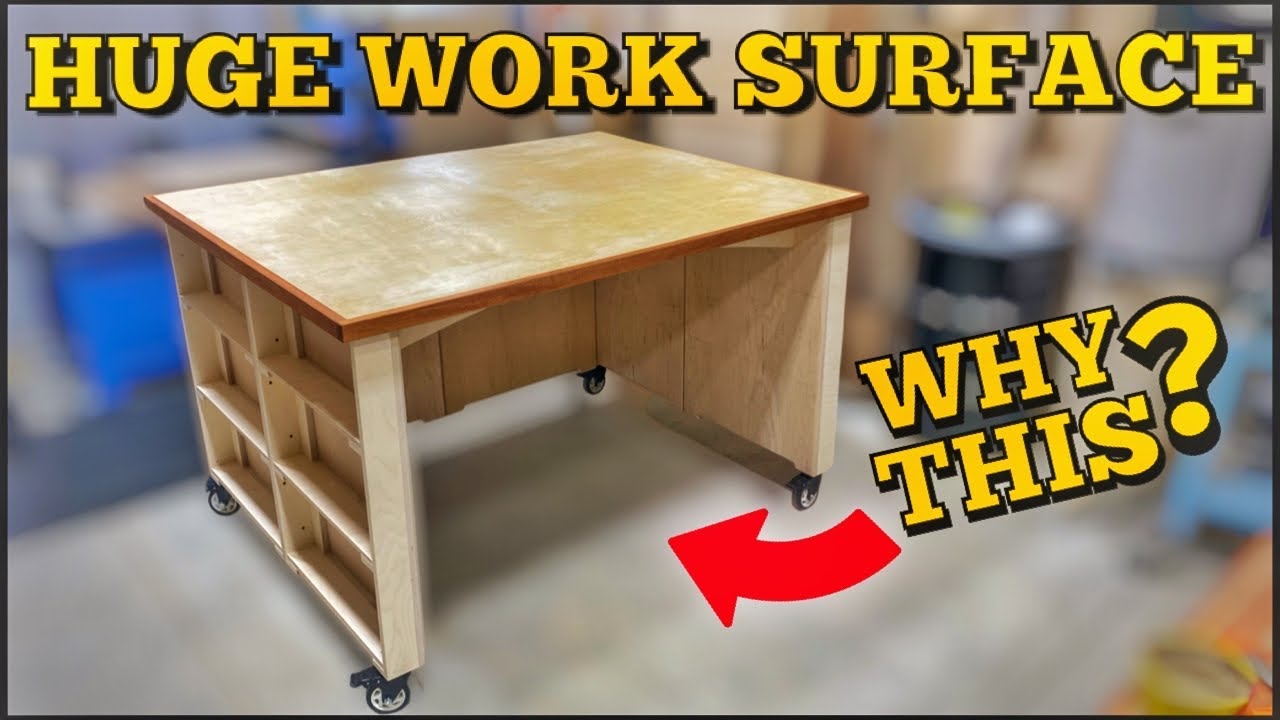 MASSIVE Assembly Table with Custom Storage Underneath - YouTube