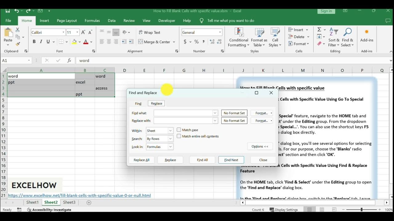 How to Fill Blank Cells with specific value - YouTube