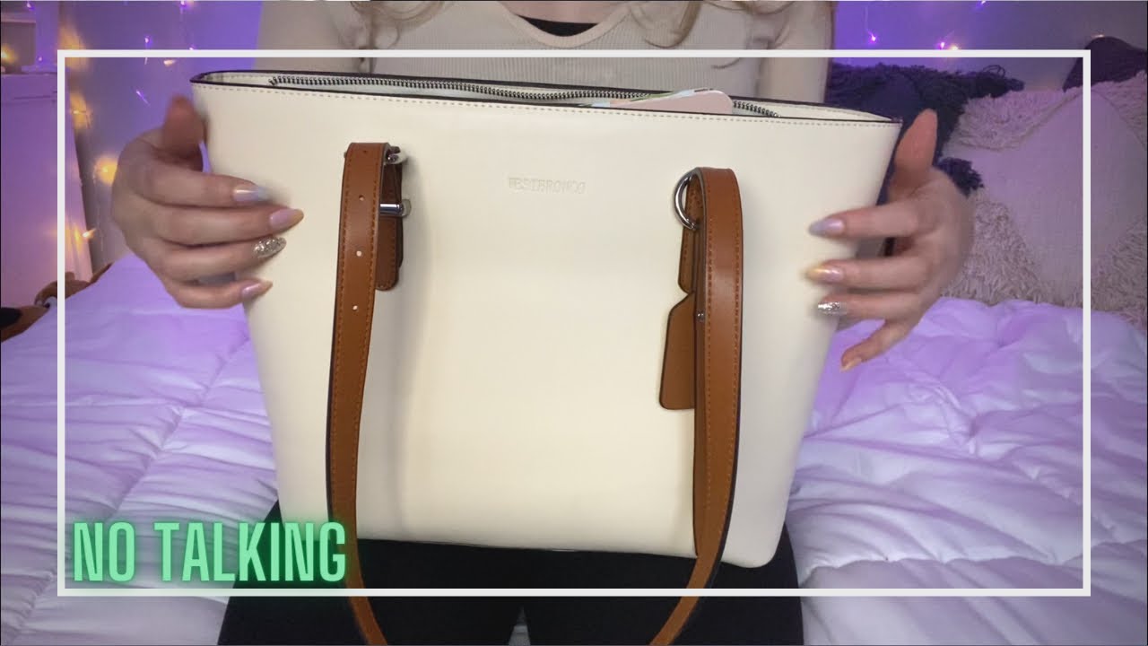 👜ASMR what’s in my work bag / purse !?💼 ~ tapping and scratching ~ no ...