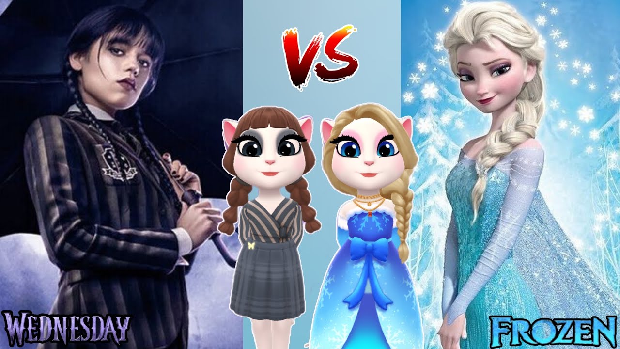 My Talking Angela 2 - Cosplay 👩 Wednesday Addams Vs Frozen Queen Elsa 👸 ...