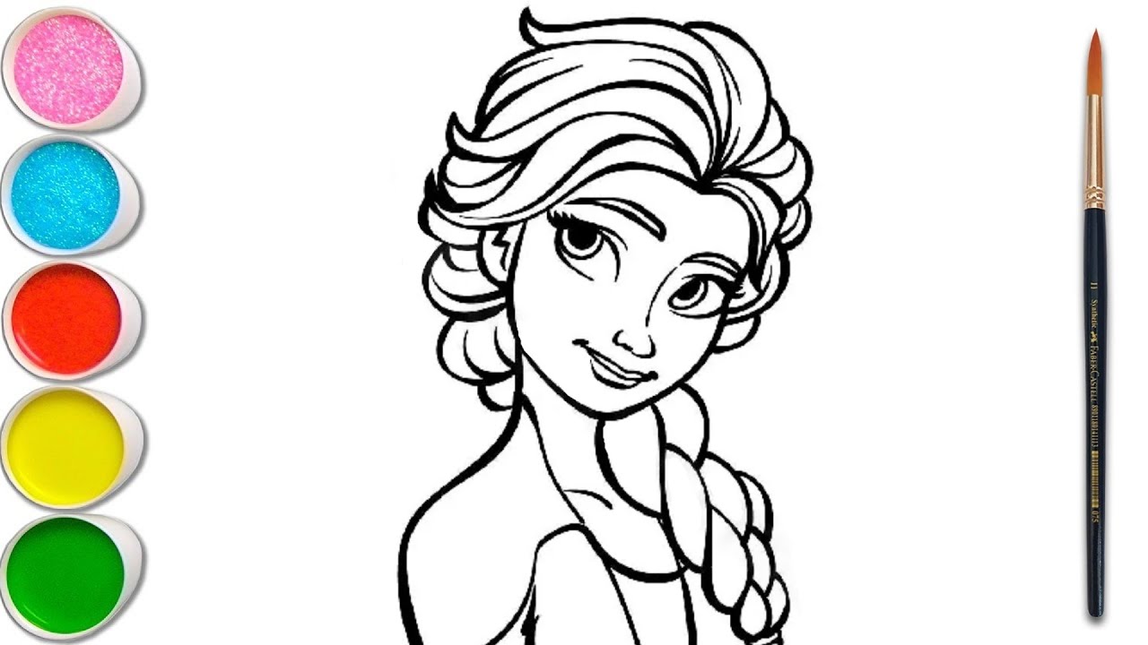 Let's Draw Queen Elsa Easy & Fun Painting Tutorial Cute Elsa Drawing ...