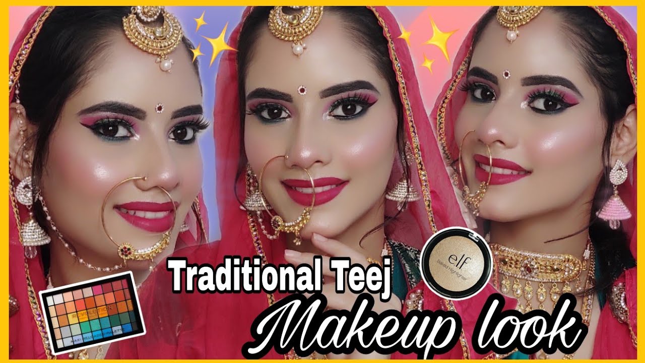 Traditional Teej Makeup look #Makeup - YouTube