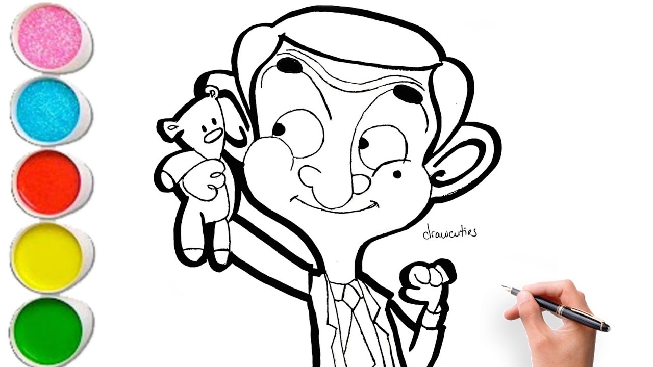 How To Draw MR BEAN and TEDDY BEAR | Drawing For Kids - YouTube