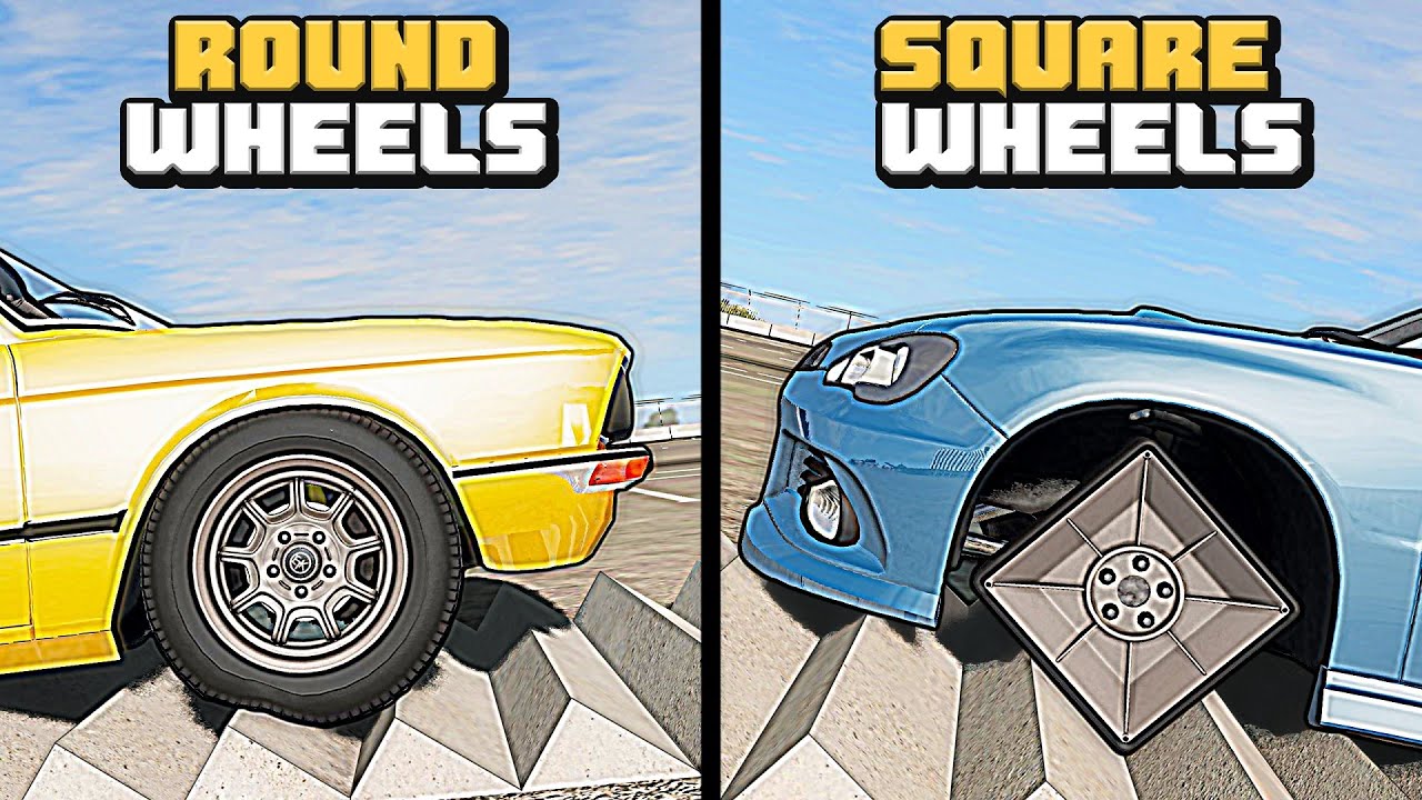 Square Wheels VS Round Wheels #3 - BeamNG Drive - YouTube