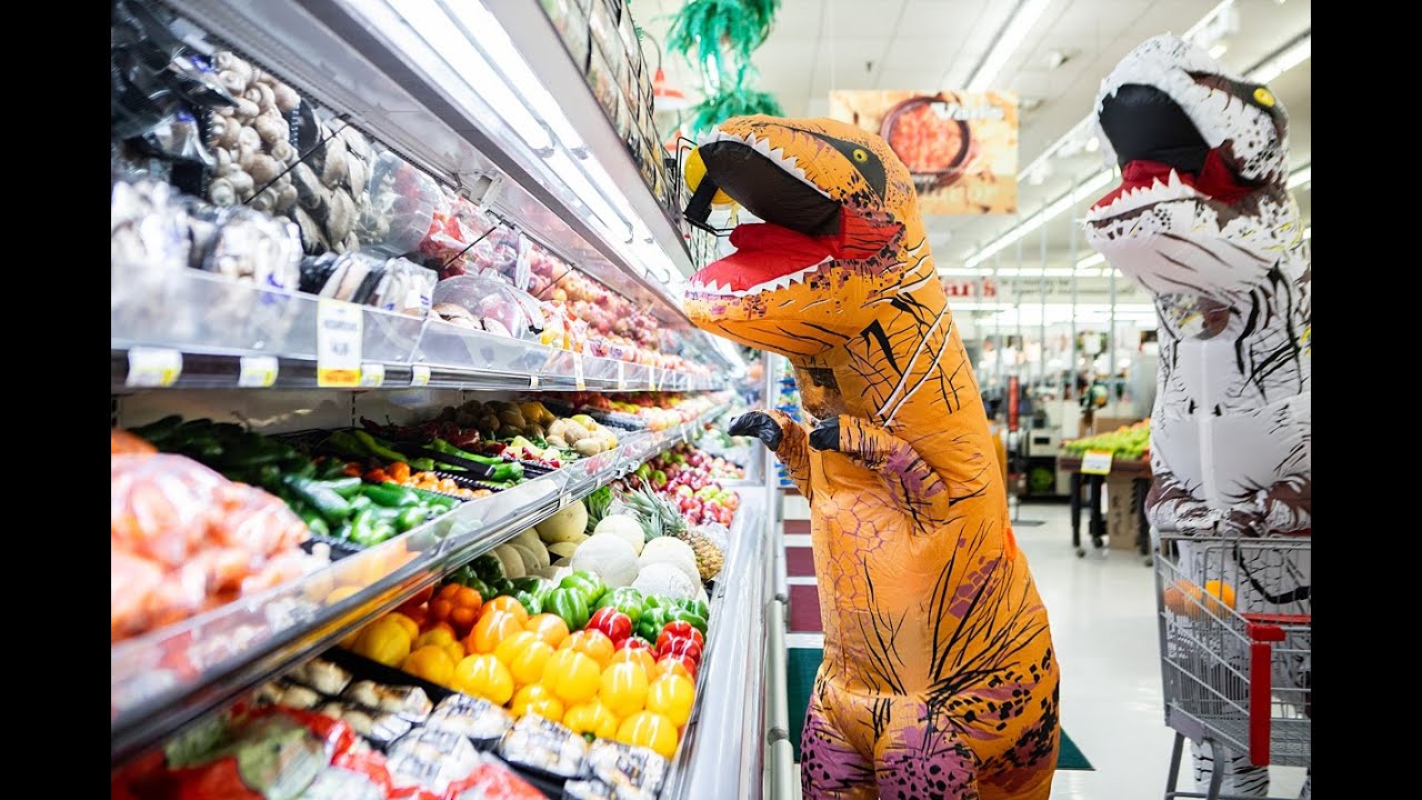 T-Rex Shops at Grocery Store During COVID-19 - YouTube
