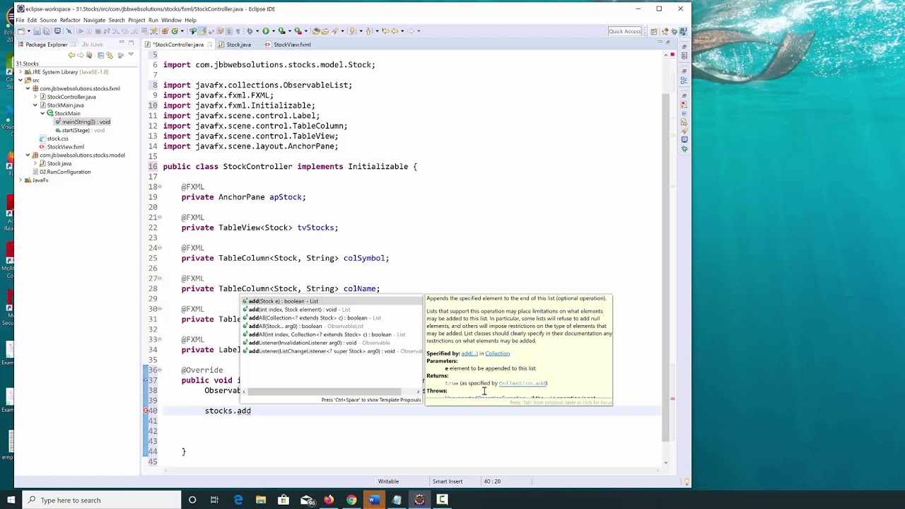 Stock 08 TableView Adding A Row - YouTube