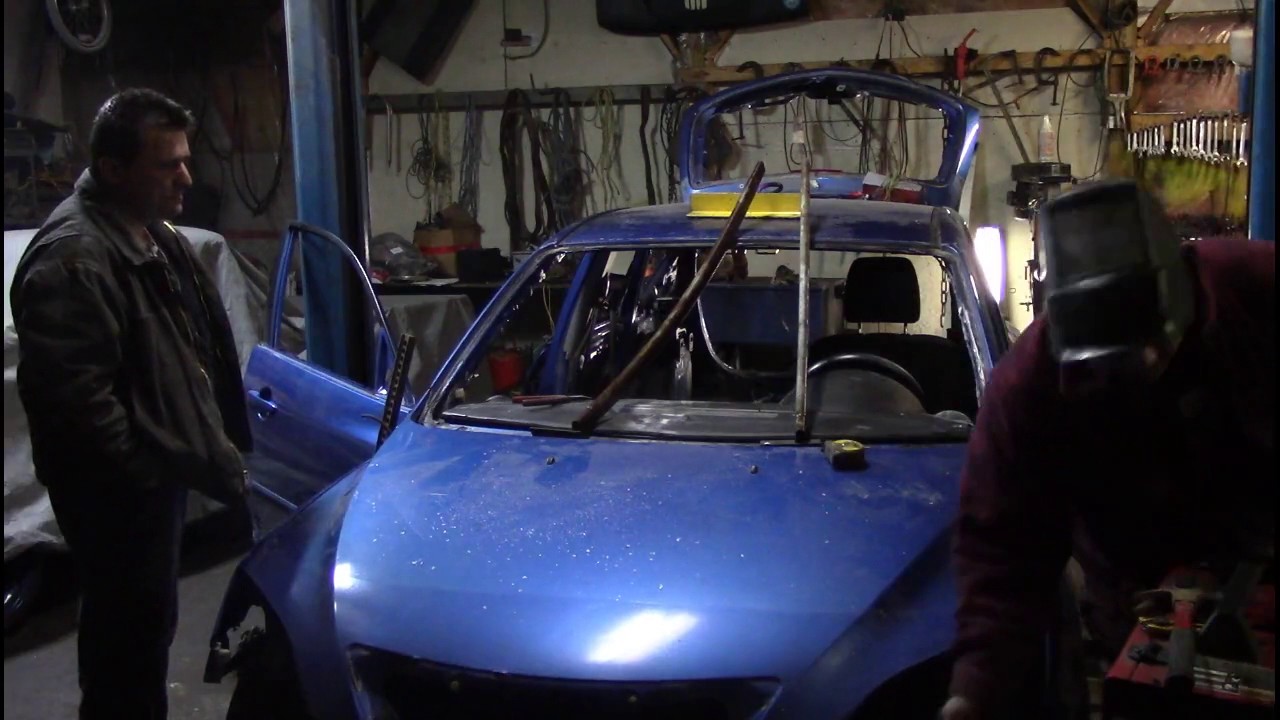 home made front window bar for demolition derby cars - YouTube