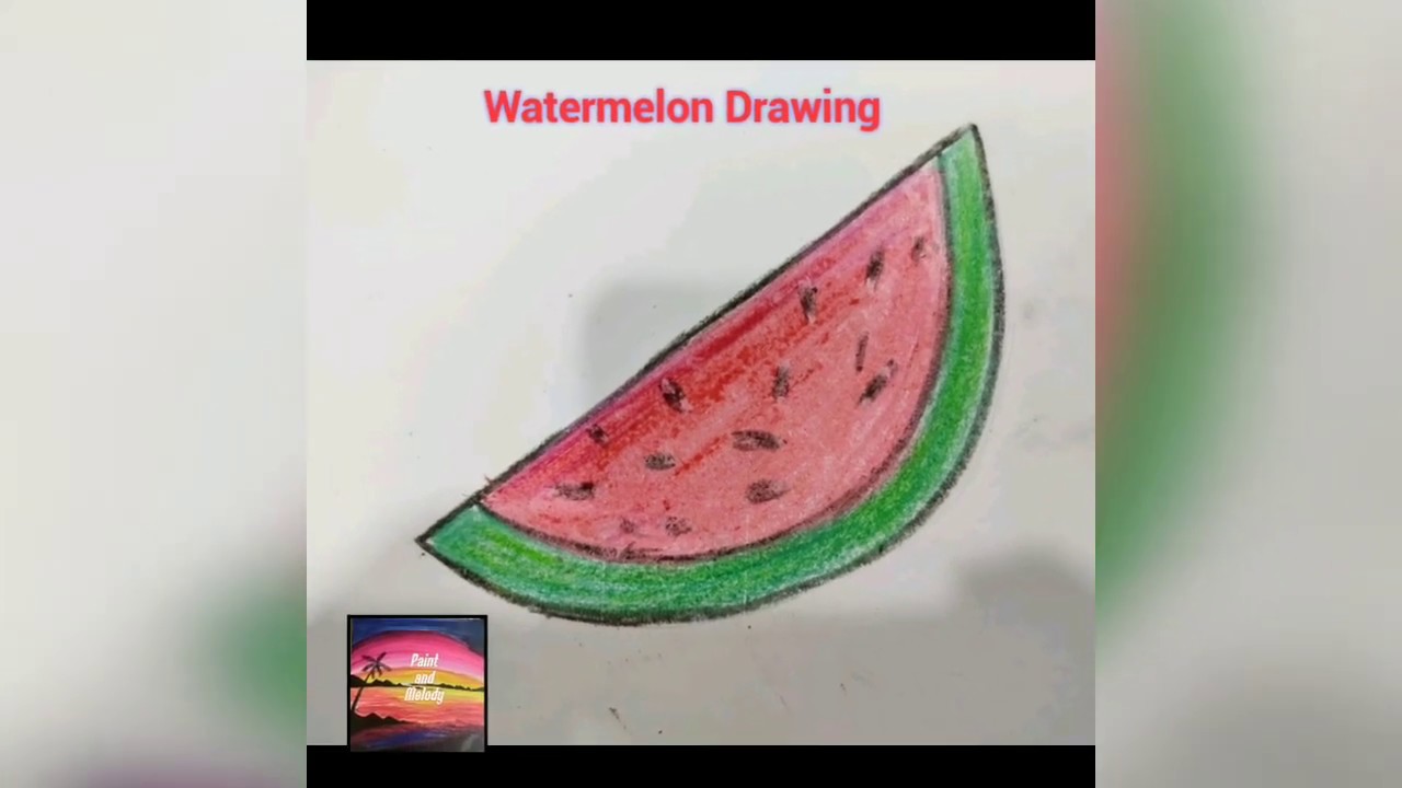 How to draw Watermelon in easy steps, easy for kids, learn drawing and ...