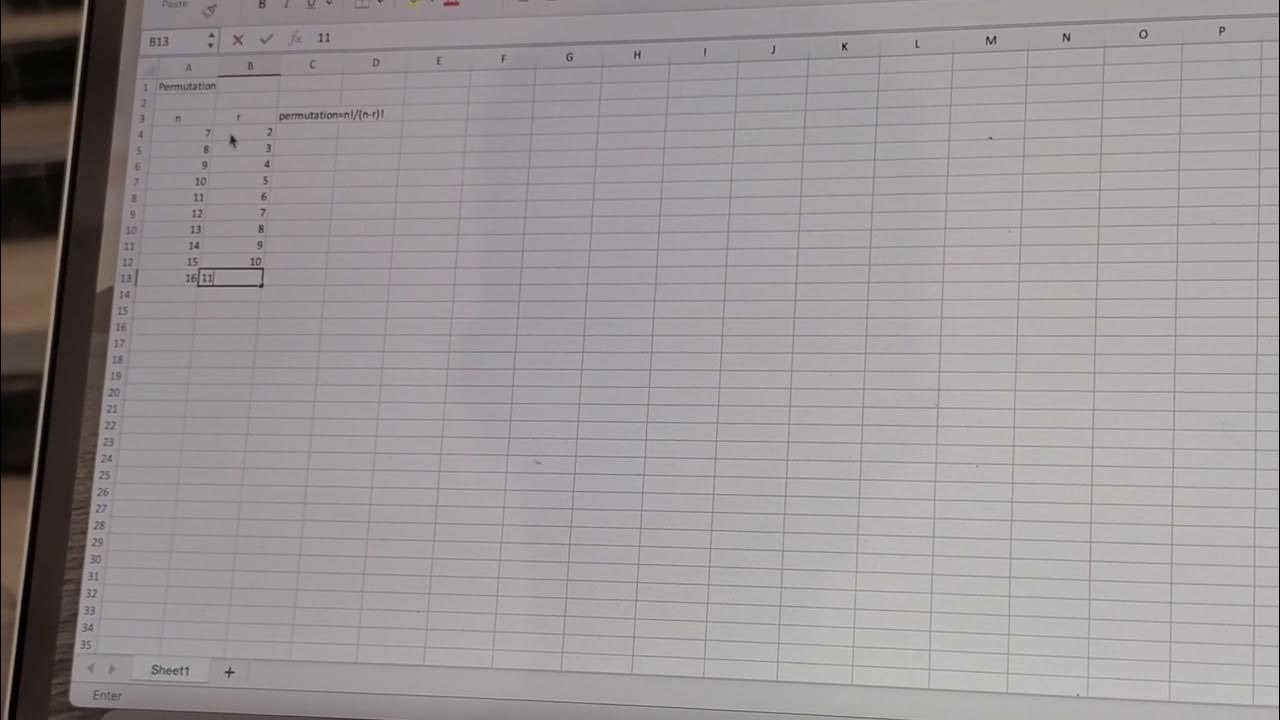 how to find and solve permutation in excel - YouTube