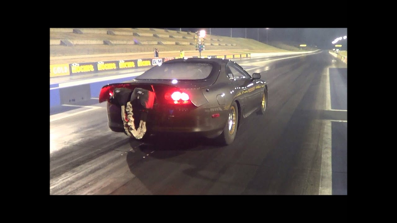 V8 Twin Turbo Supra first full pass - YouTube
