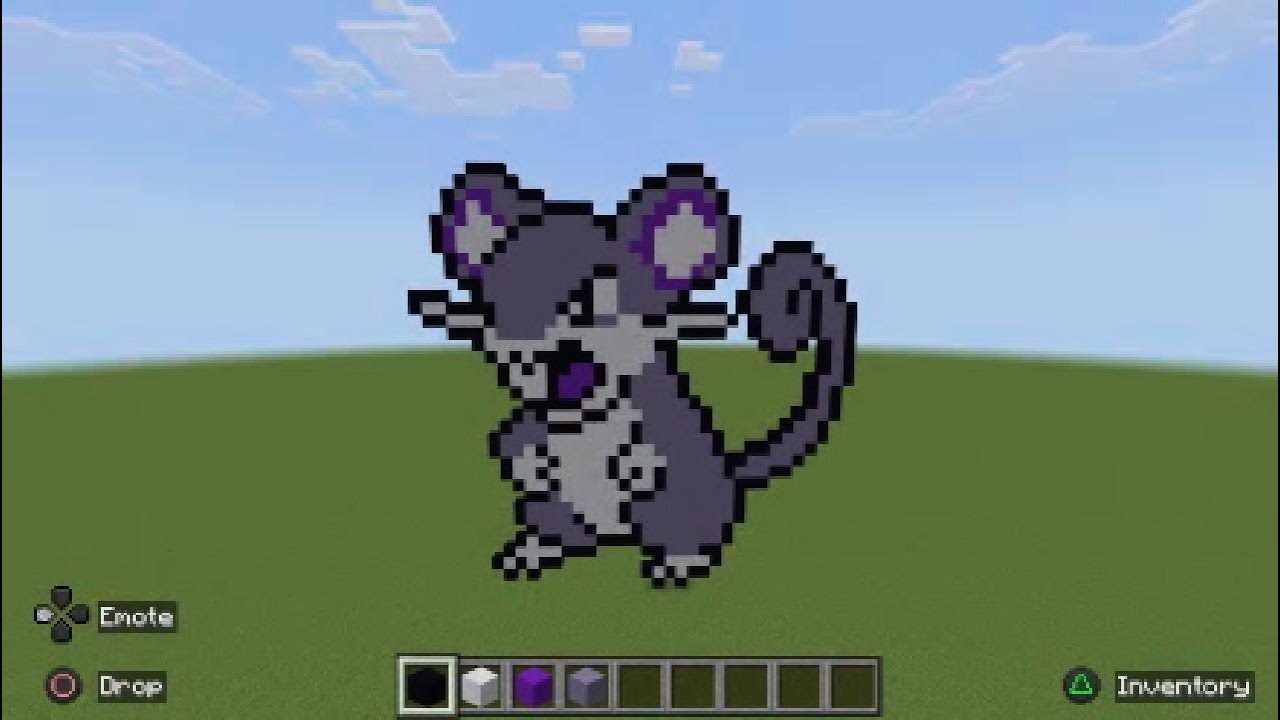 How to make Rattata Pixel Art in minecraft - YouTube