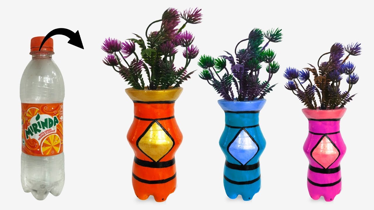 Plastic bottle flower vase making | best out of waste | unique flower ...