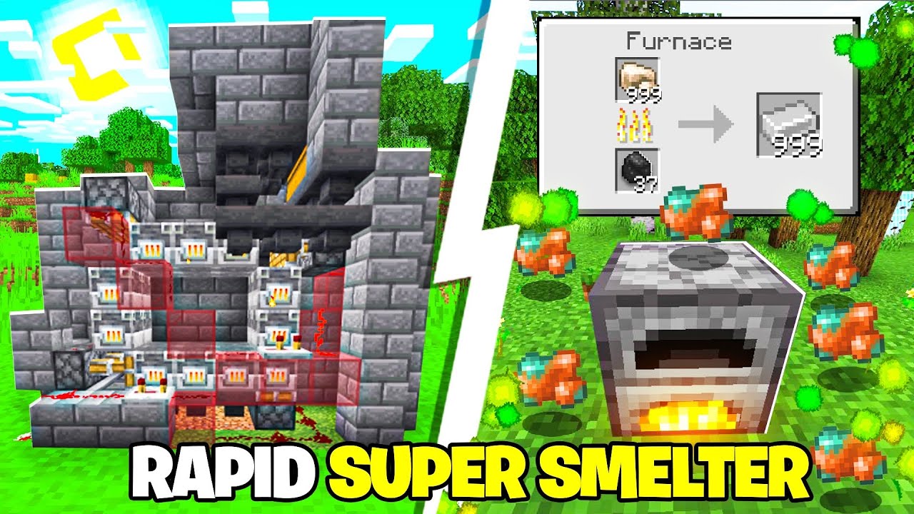 FASTEST Super Smelter for Minecraft Bedrock 1.20 (2024) - YouTube