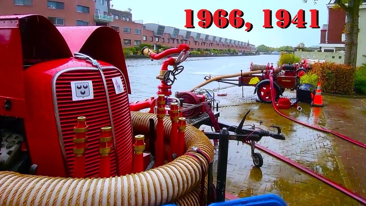 A collection of vintage Dutch fire engines. DAF A1300BA360 1966, 1941 ...