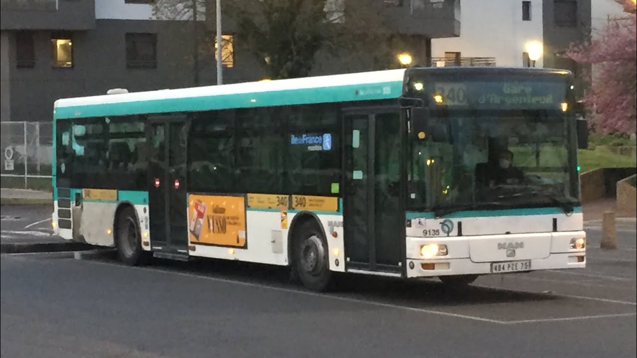 BUS RATP — LIGNE 340 — MAN NL223 — N•9135 - YouTube