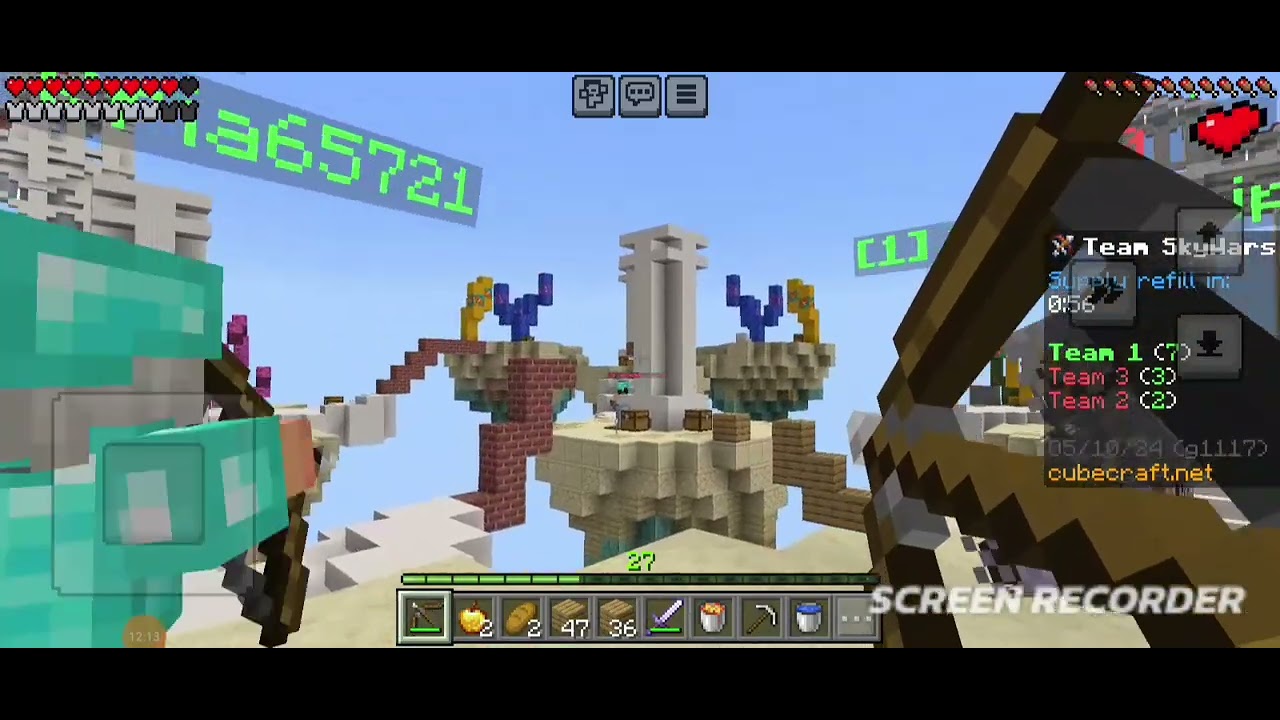 10 players Team skywars In Minecraft - YouTube