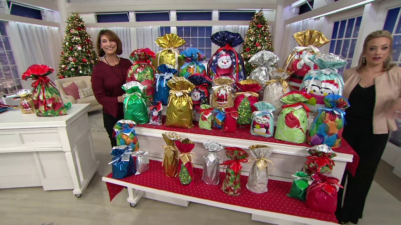 Kringle Express 70-Piece Drawstring Gift Bag Set with Tags on QVC - YouTube