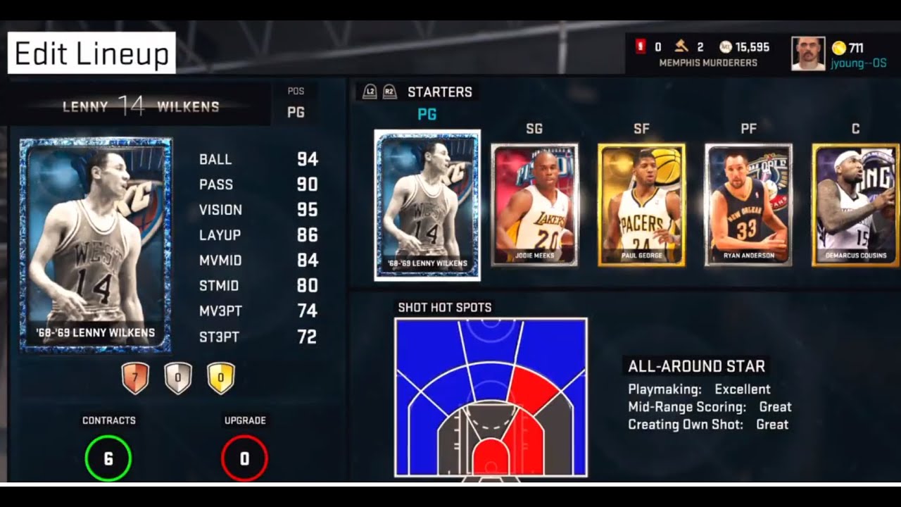 NBA 2K15 My Team Sapphire Lenny Wilkins Attribute Ratings & Badges ...