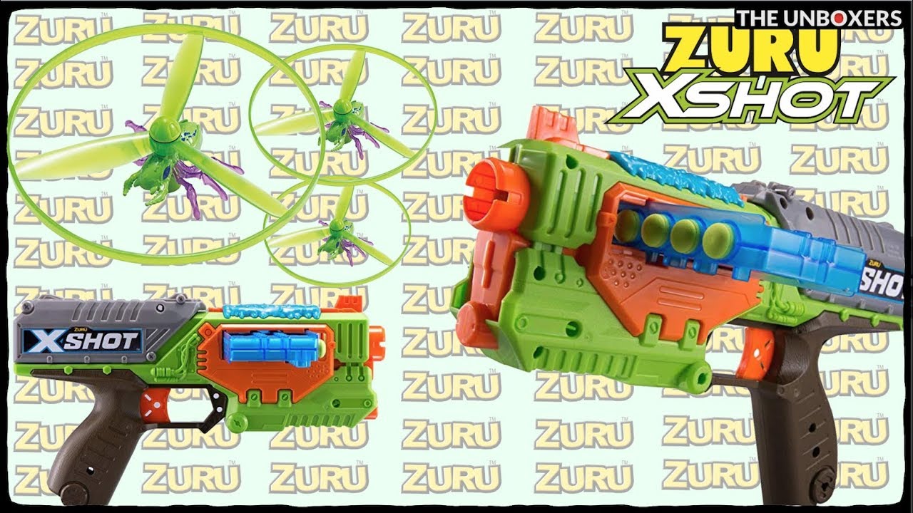ZURU X-Shot New Flying Bug Attack Foam Dart Blaster Set - YouTube