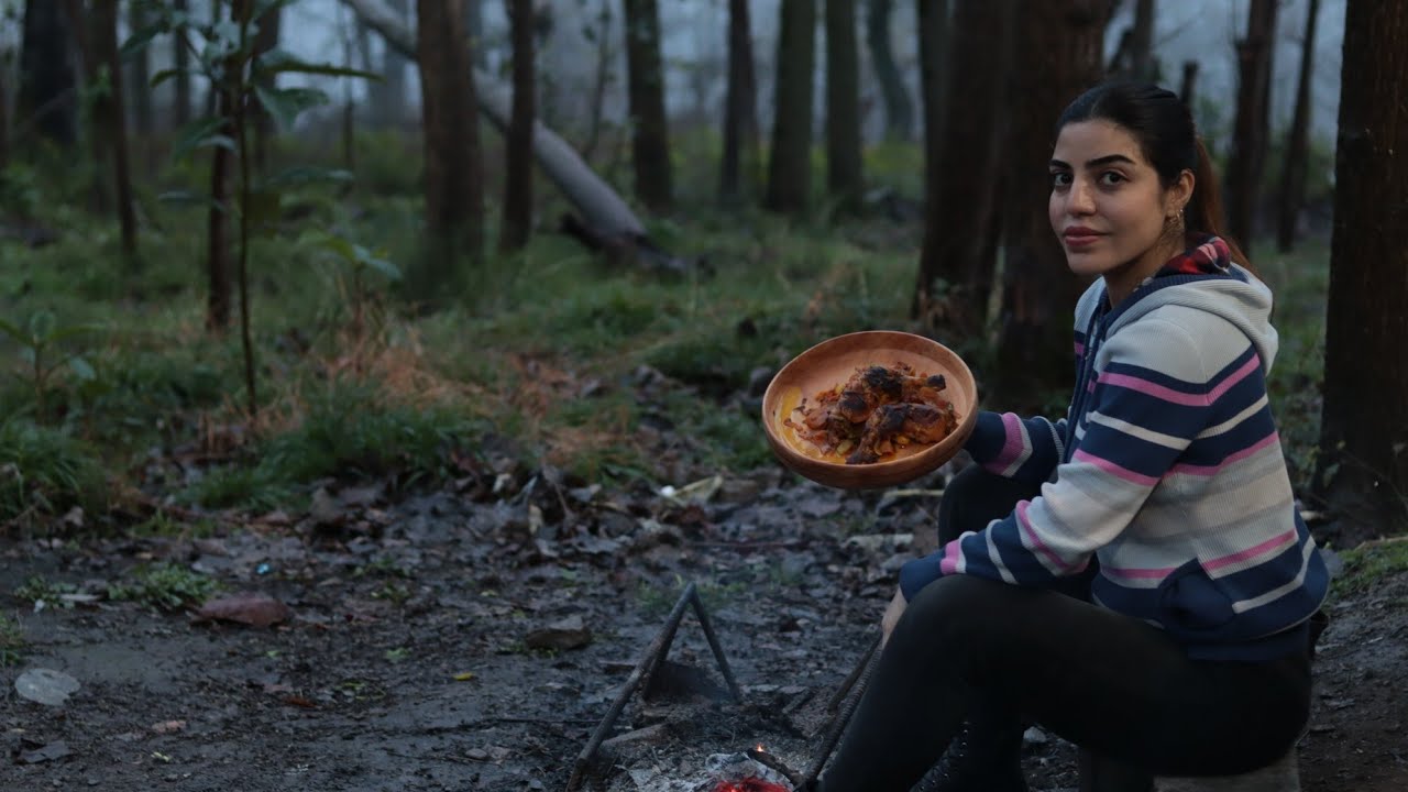 "Rustic Rainy Day Cooking: Girl Prepares Chicken Thighs and Veggies ...