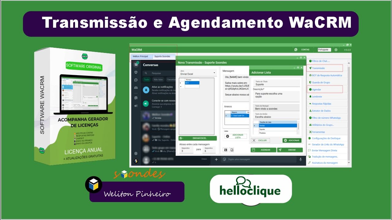 WaCRM gerenciador de multicontas whatsapp - Transmissão e agendamento ...
