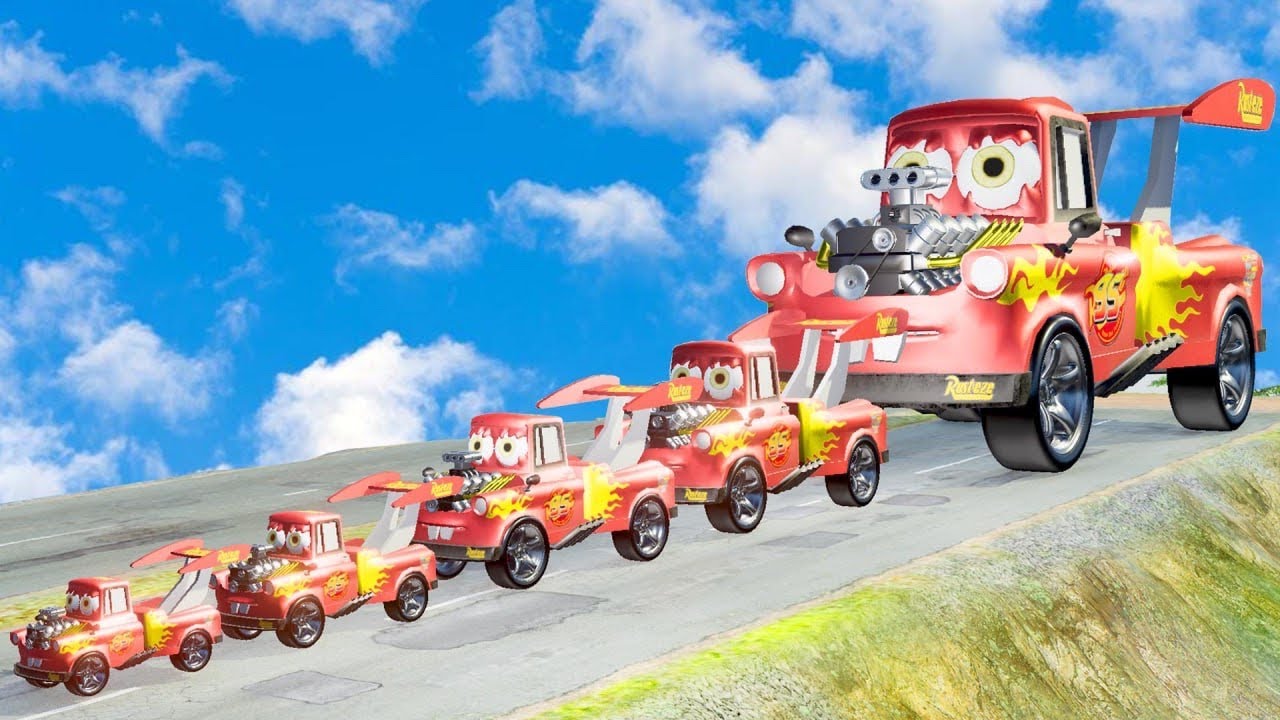 Tow Mater Mcqueen vs Monster Truck Lightning Mcqueen vs Red McQueen ...