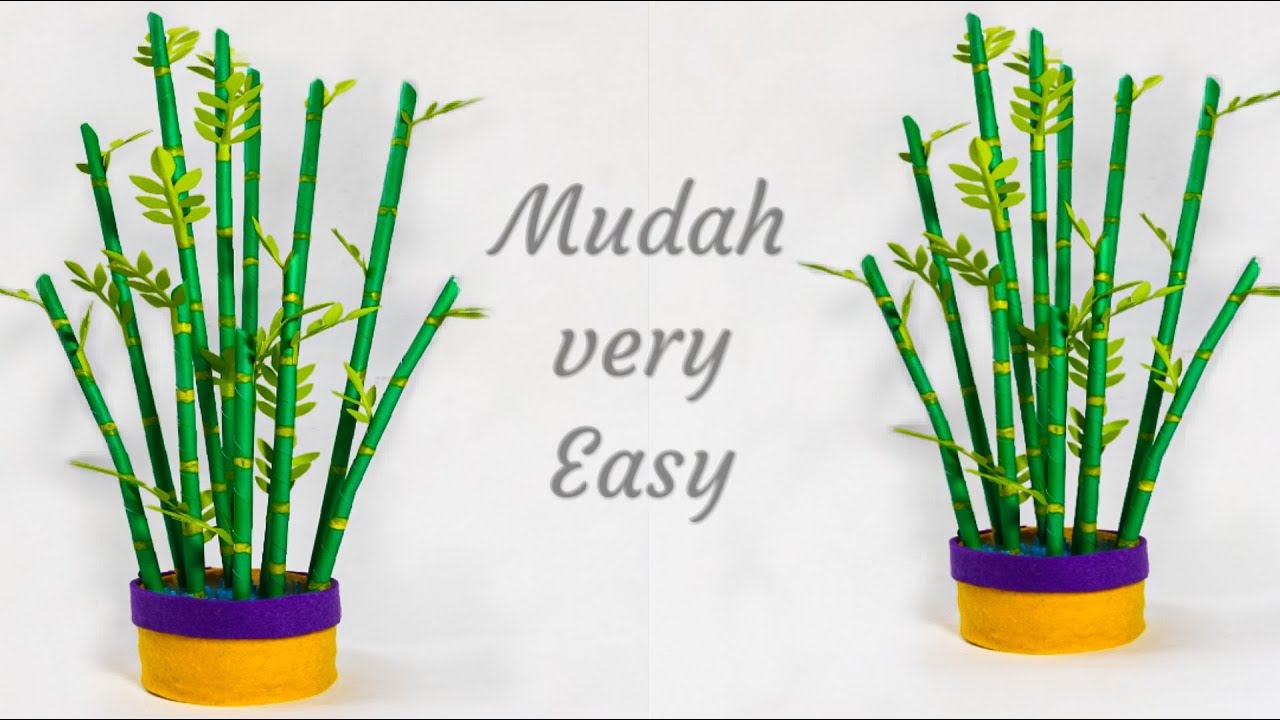 tanaman hias dari kertas origami | DIY craft bambo plants with paper ...