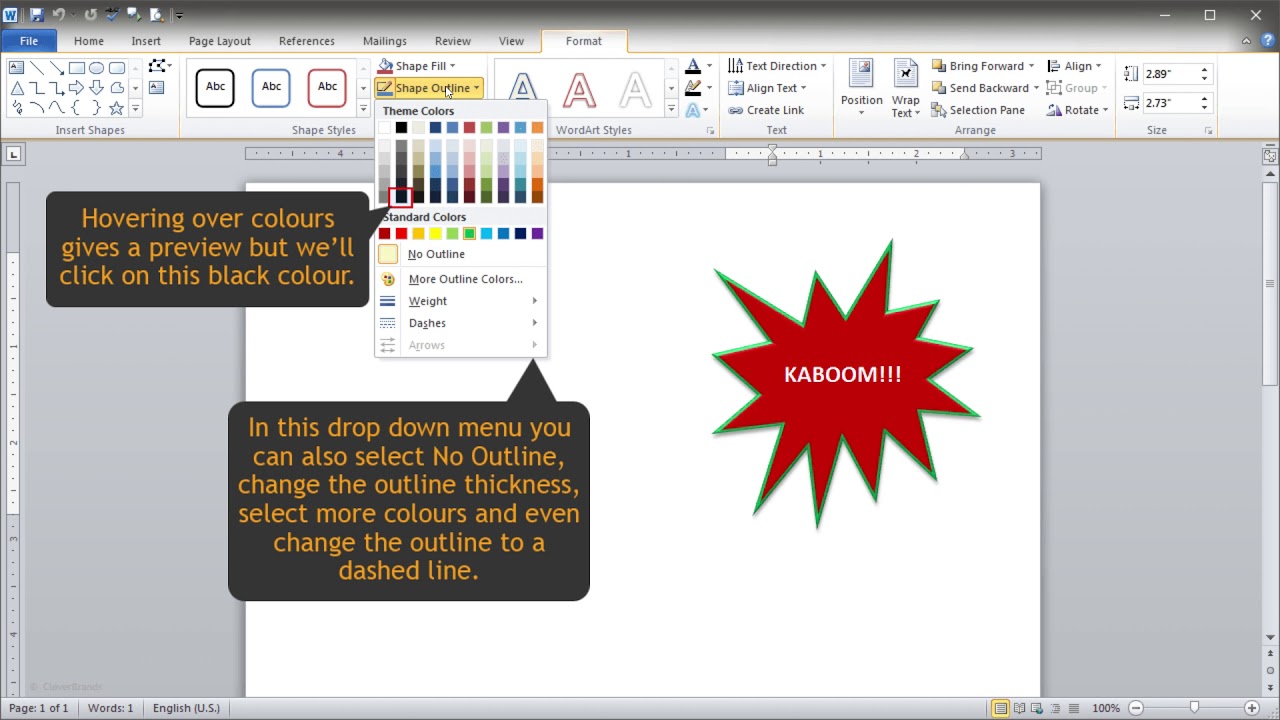 Word Demo: Shape outline - YouTube