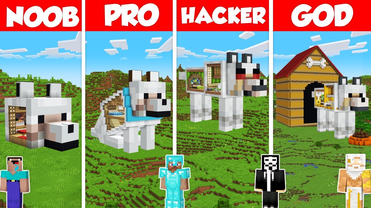 Wolf / Dog Statue Build Battle Challenge - Noob vs Pro vs Hacker vs God ...