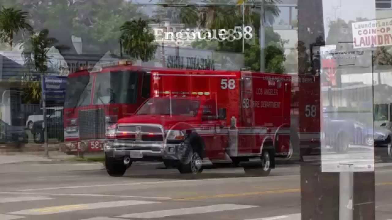 LAFD Rescue 58 & Engine 58 (Q & Air Horn) Responding - YouTube
