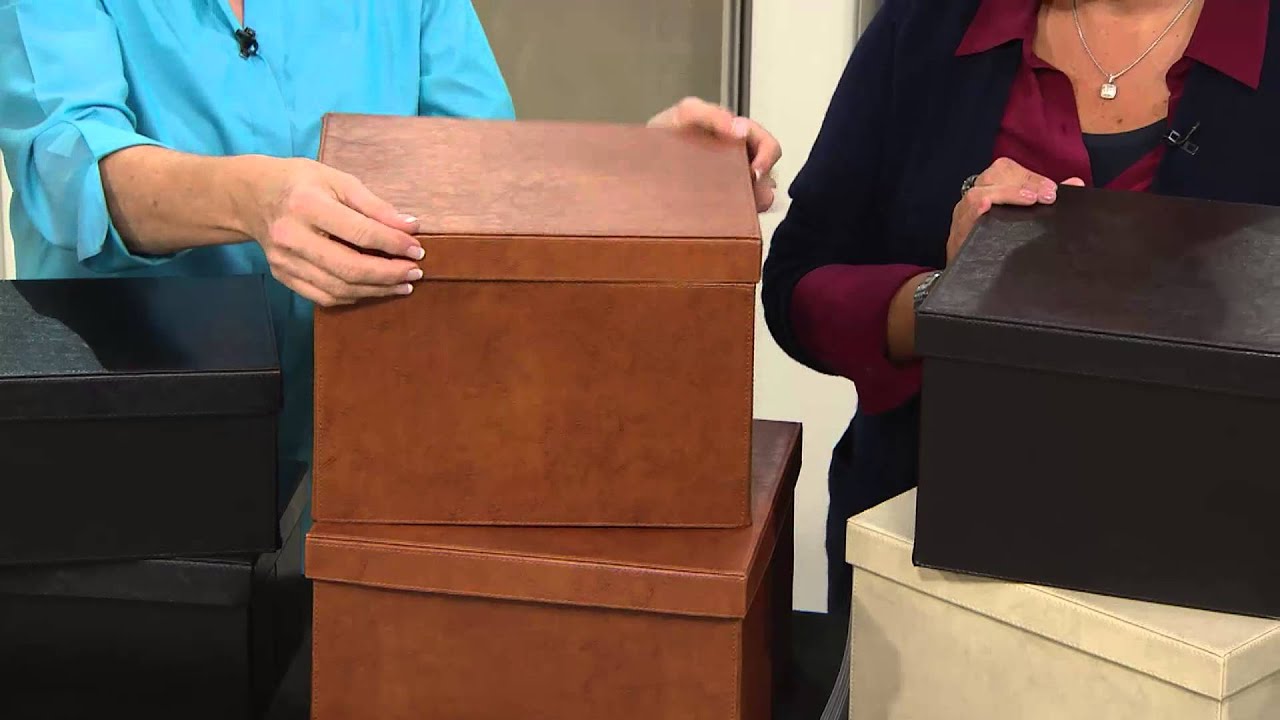 S/2 Small Collapsible Faux Leather Storage Boxes by Valerie with Jill ...