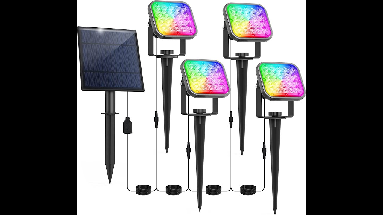 RGB Solar Spot Lights Outdoor, 20 LED Solar Color Changing Spot Lights ...