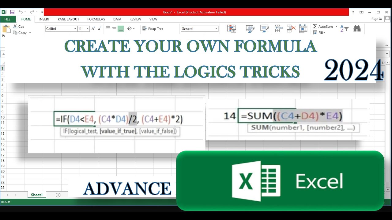 Make formula in excel with these logical creations - YouTube