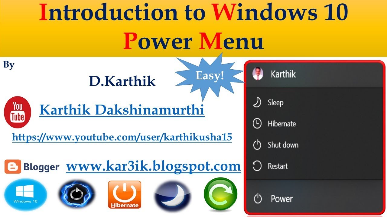 #️⃣📢📣Windows 10 Power Menu, Shutdown, Restart, Hibernate and Sleep 👩💻👨💻 ...