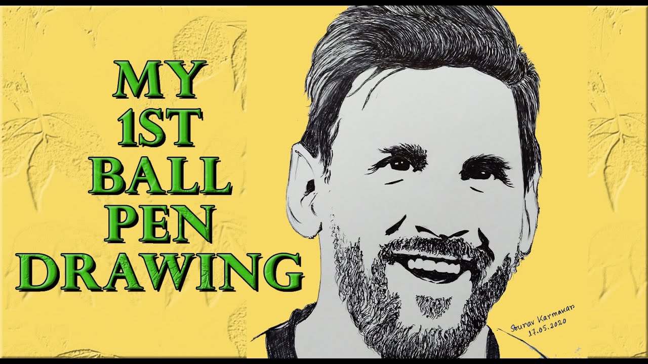 Drawing Of Messi | Ball pen Drawing | - YouTube