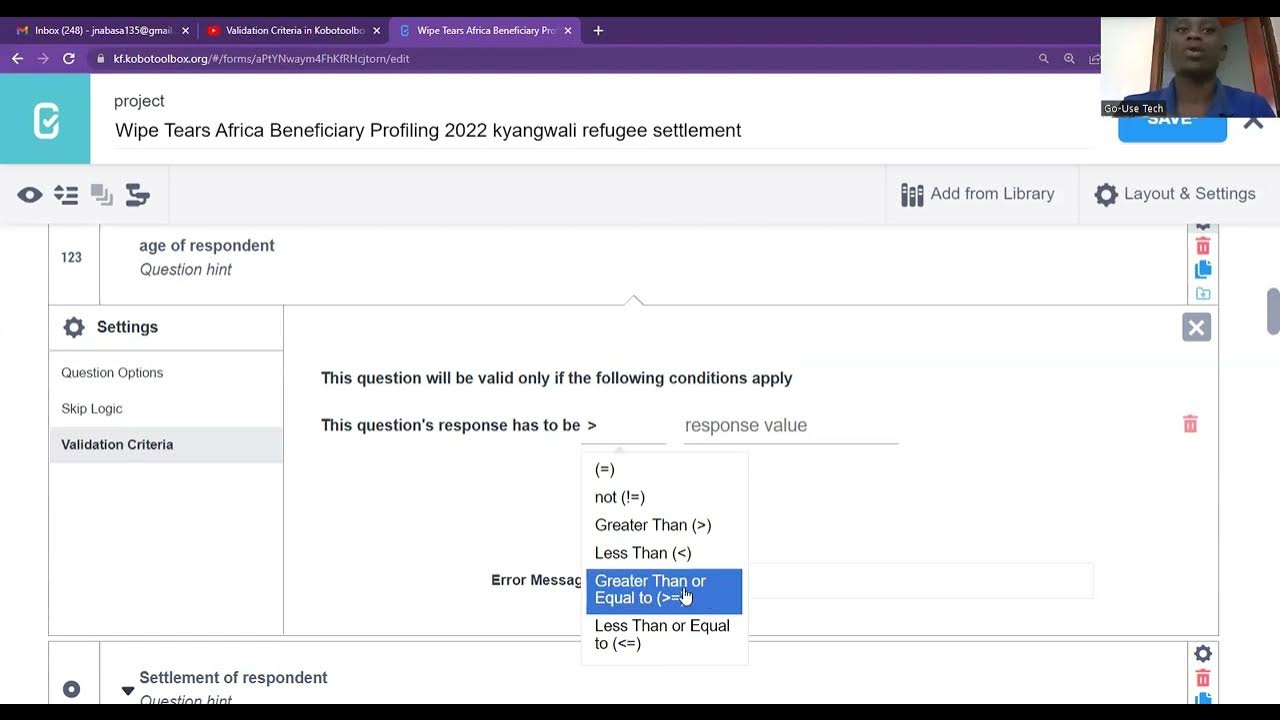 Reduce On Data Errors Using Validation Criteria In Kobotoolbox Youtube
