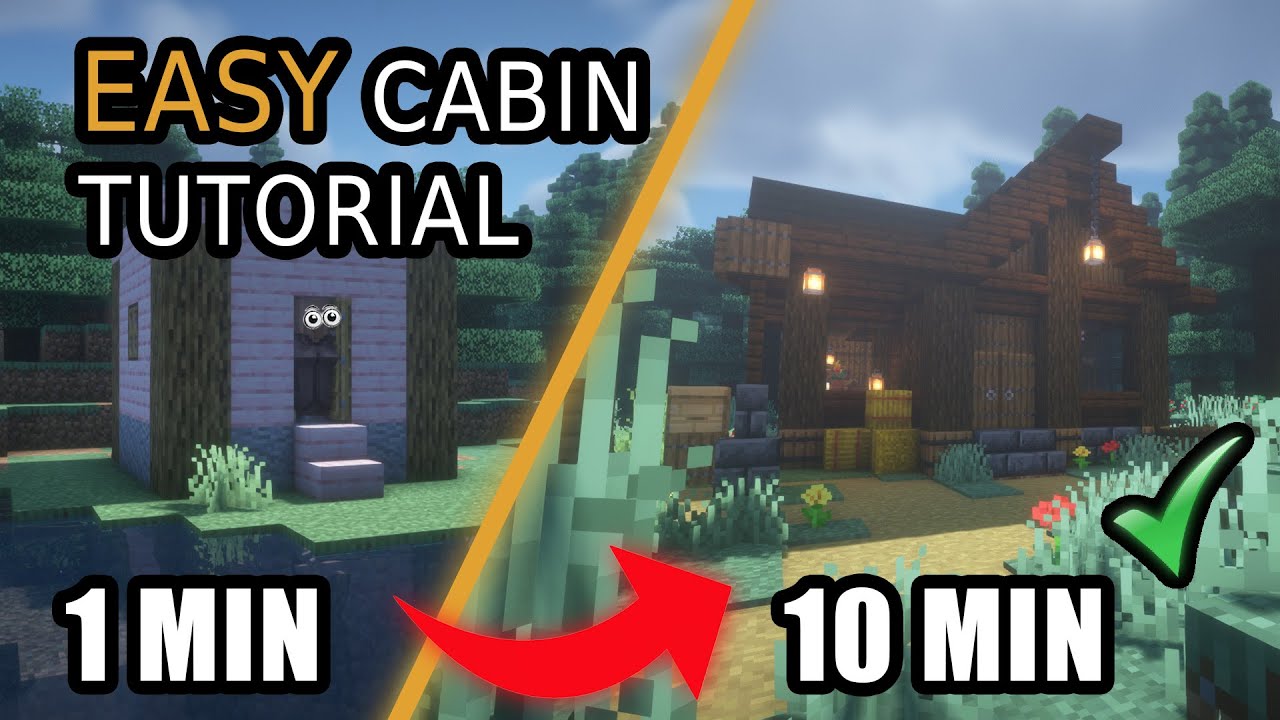 Minecraft: Survival House Tutorial: How to Build an Easy Cabin ...